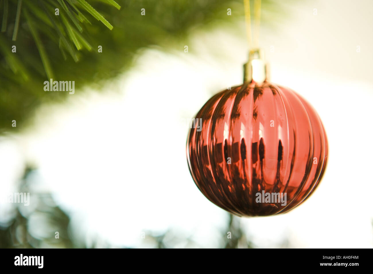 Christmas ornament hanging from Christmas tree, cropped view Stock ...