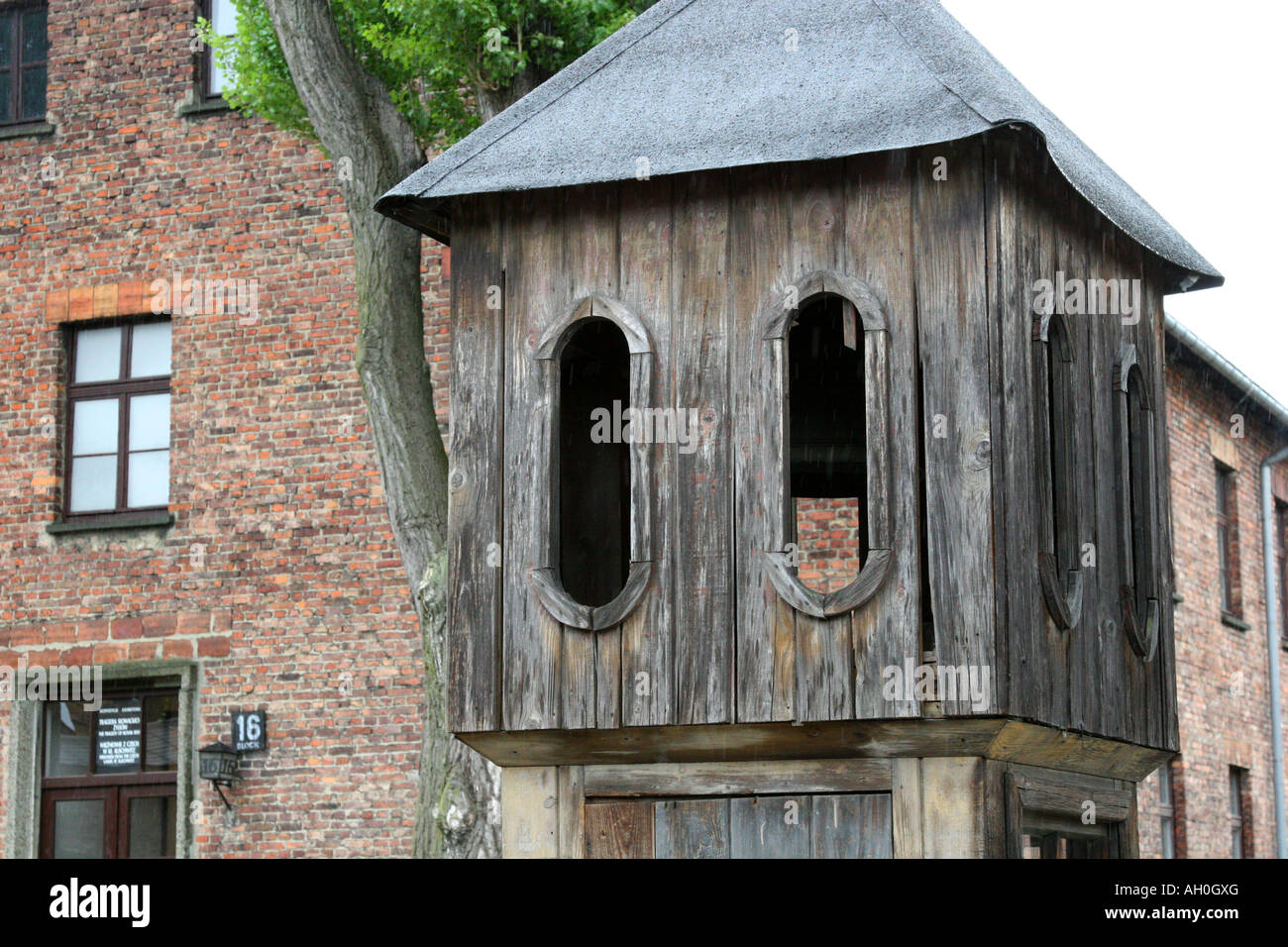 Cell blocks and lookout post at Auschwitz Concentration Camp Poland ...