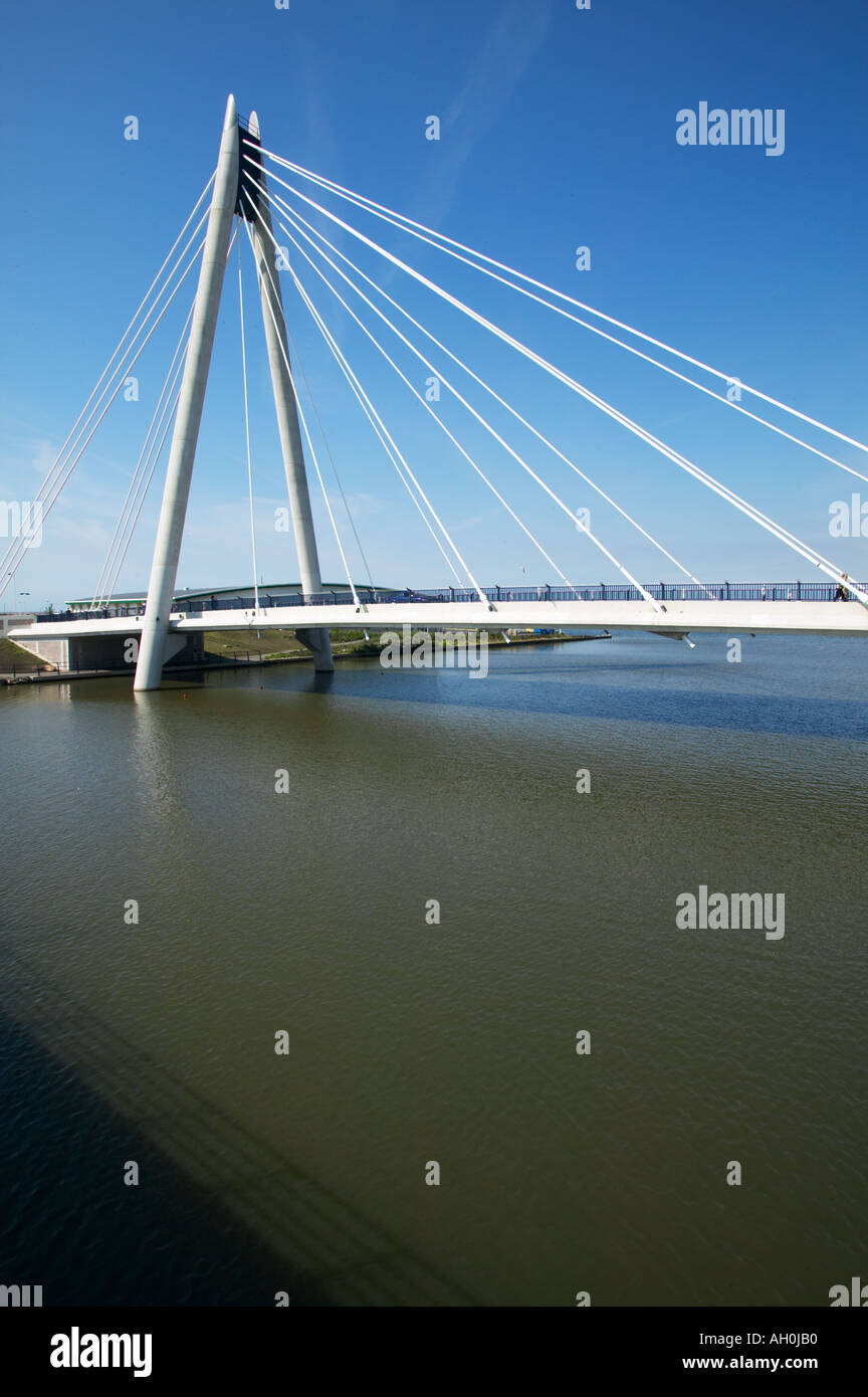 The new Marine Way Bridge over the boating lake in Southport Merseyside ...