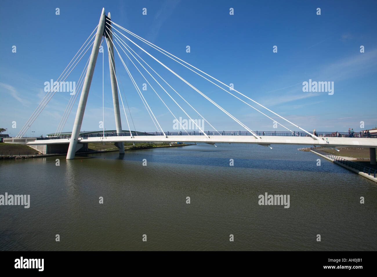The new Marine Way Bridge over the boating lake in Southport Merseyside ...