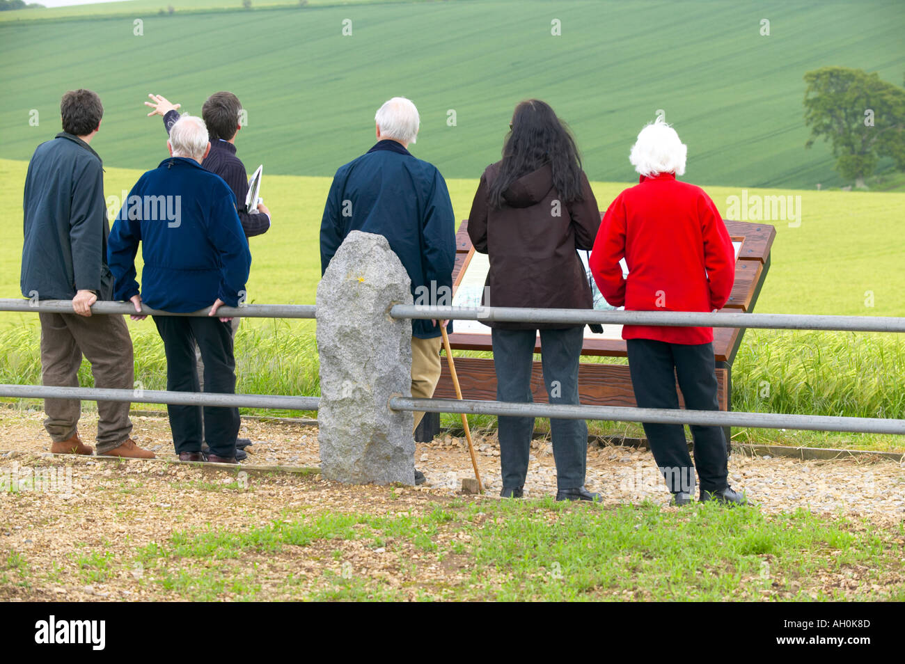 Tourists visiting the Battle of Flodden Memorial in Northumberland with ...