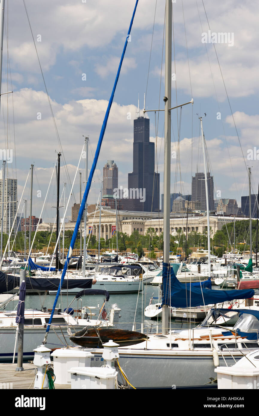 LAKEFRONT Chicago Illinois Burnham Harbor and city skyline Northerly ...