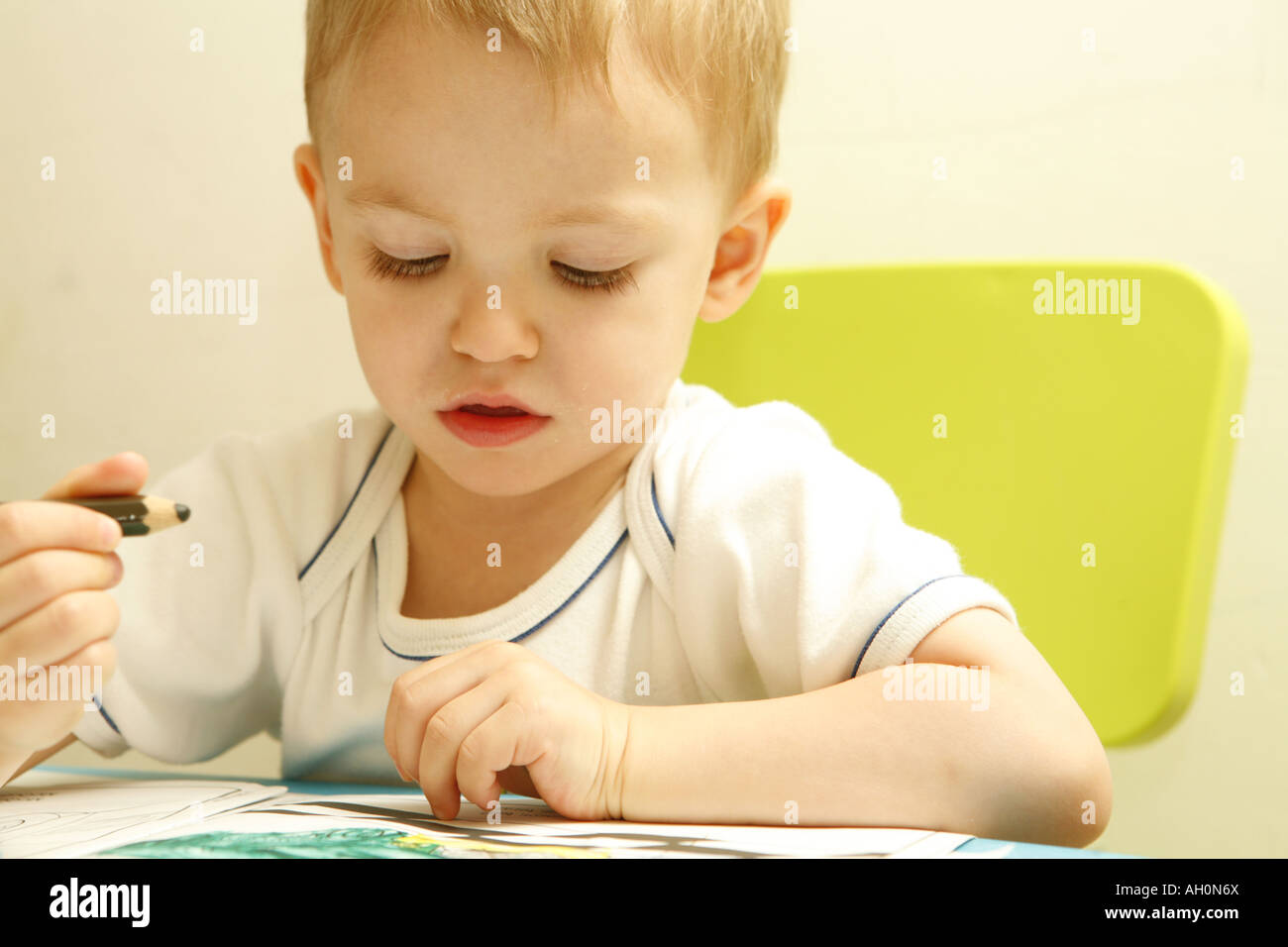 Talented boy draws Stock Photo - Alamy