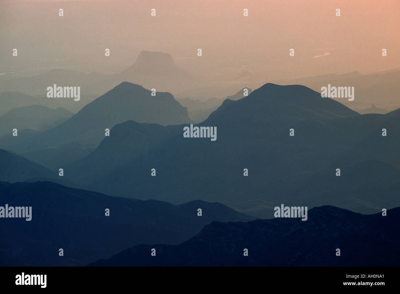 A view of the Chisos mountains from the south rim of Big Bend National ...