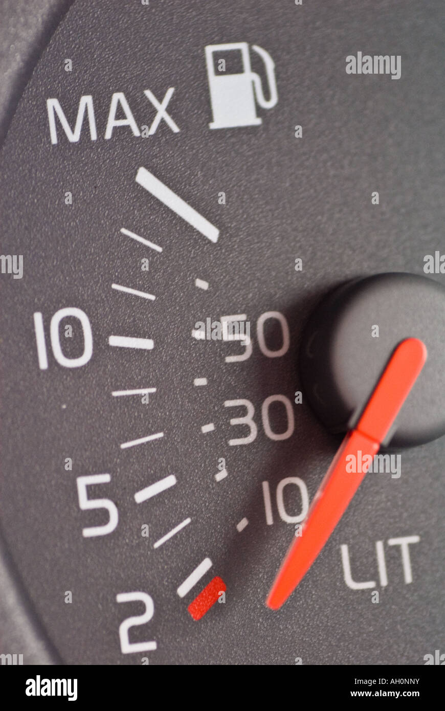 Car dashboard petrol gauge pointing at empty Running on empty Stock ...