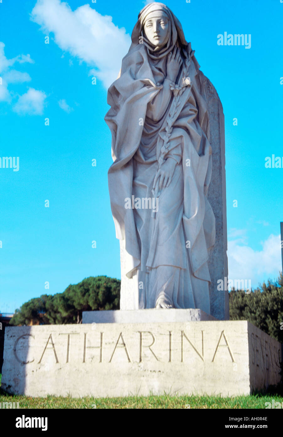 Rome Italy Statue of Saint Catherine of Siena Nr Ponte D Angelo Stock ...