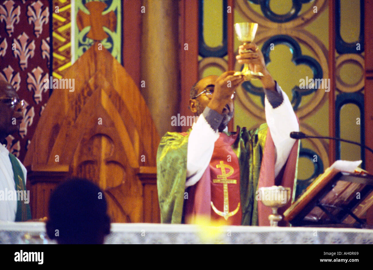Castries St Lucia Sunday Mass Priest Raising Chalice Stock Photo - Alamy