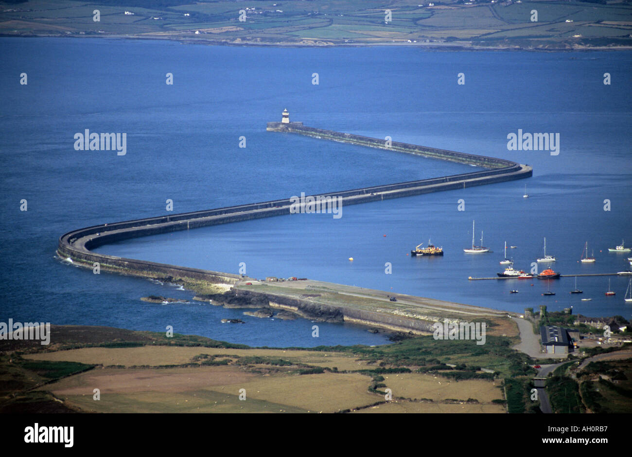 Aerial view of Holyhead harbour from Holyhead Mountain Stock Photo - Alamy