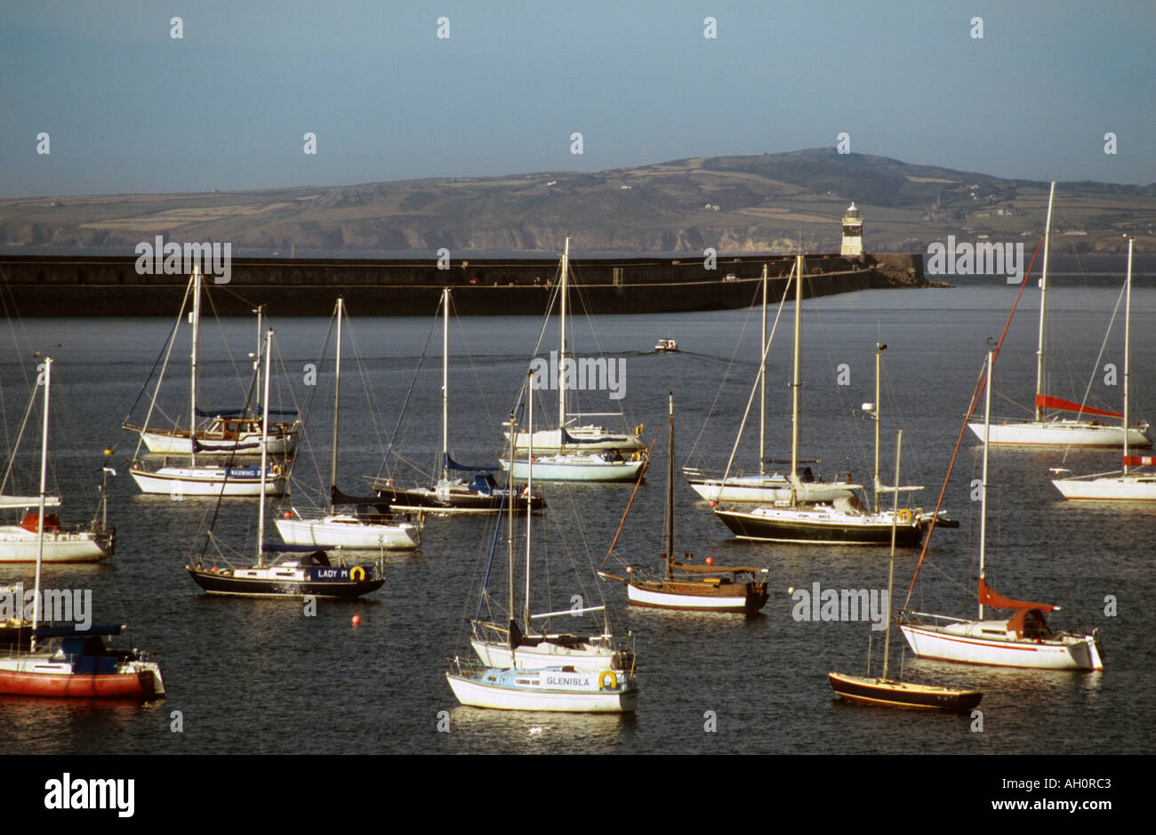 Boats at Holyhead harbour Stock Photo - Alamy