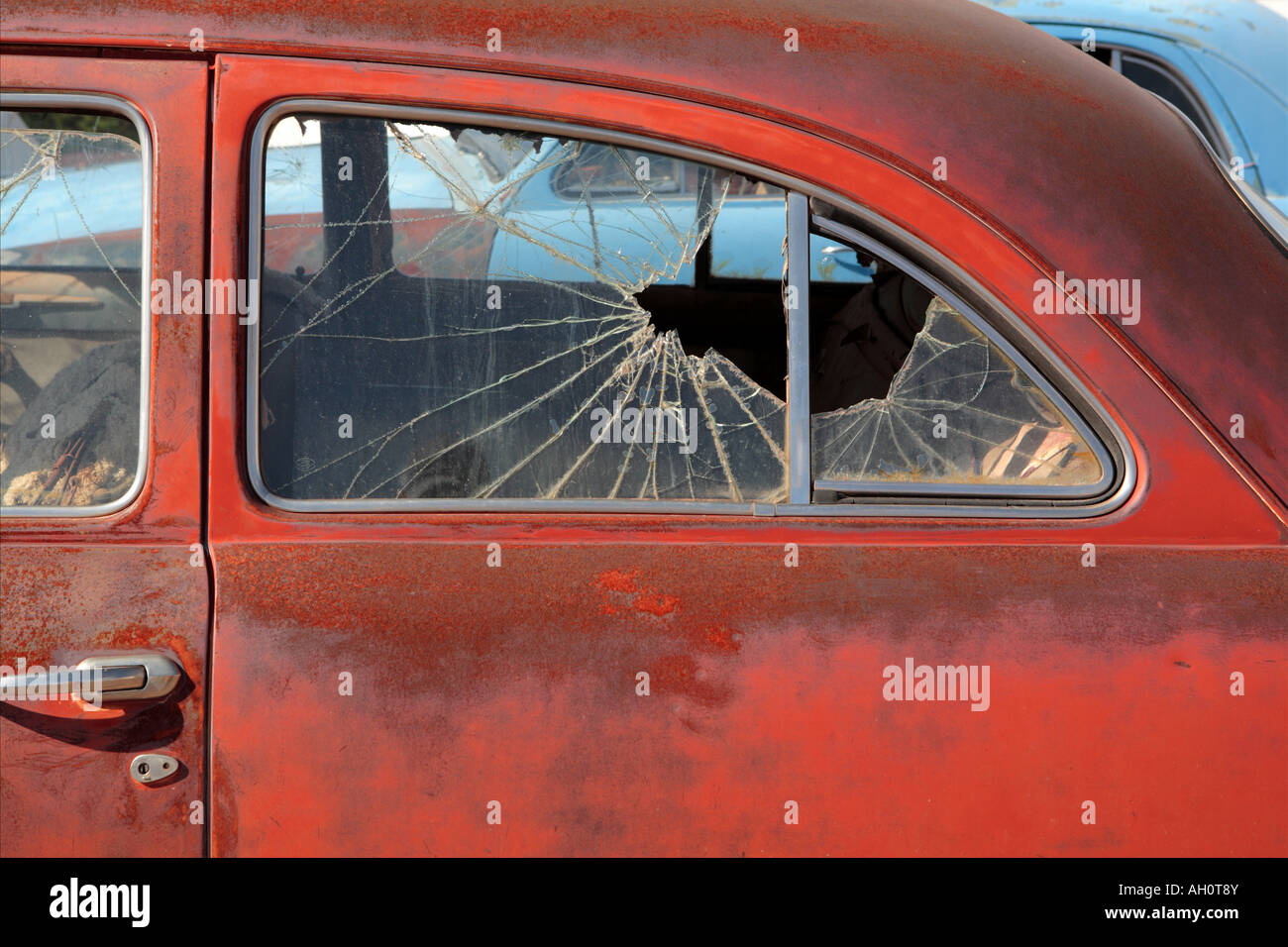 Broken Car Window Red