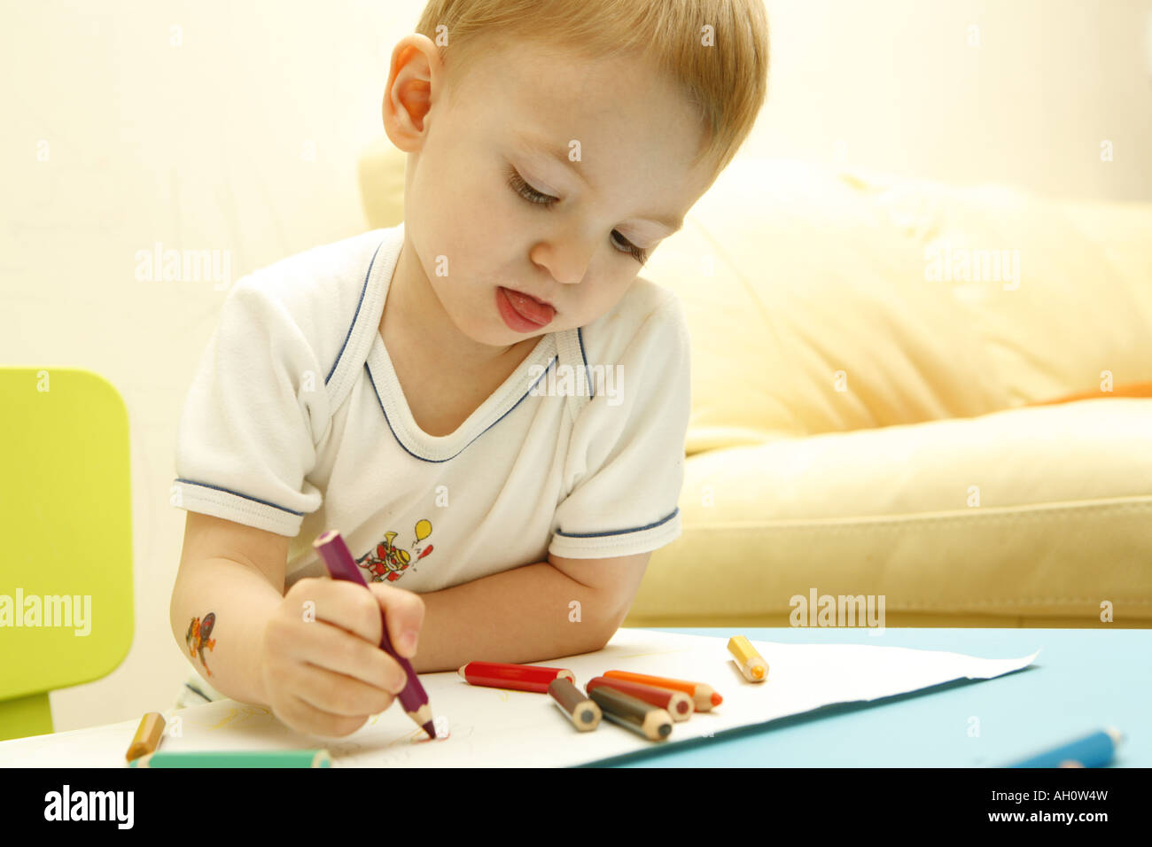 Talented boy draws Stock Photo - Alamy