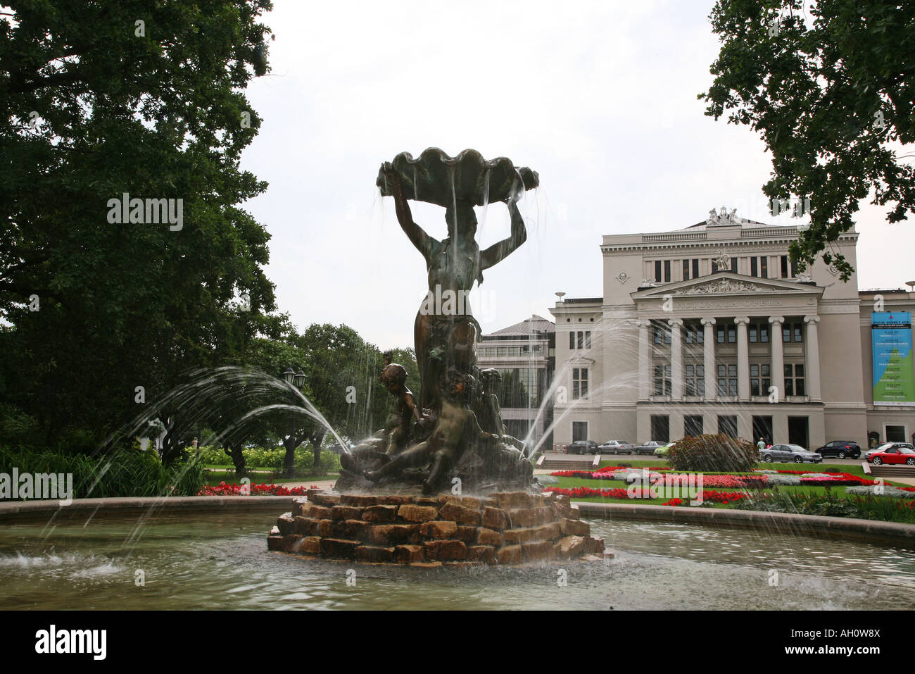 riga opera house fountain kronvalda park latvia statue Stock Photo - Alamy