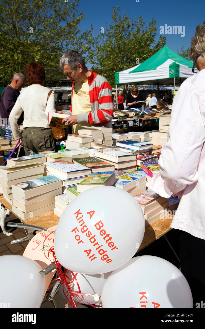 UK Devon Kingsbridge market bookstall decorated with better Kingsbridge ...