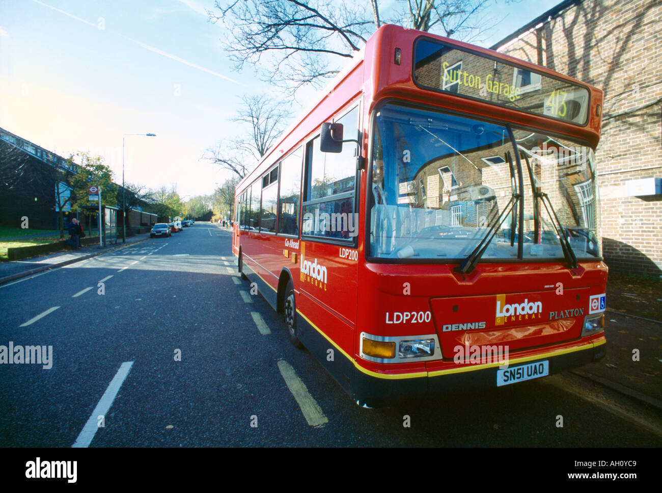 Single Decker Red City Bus Stock Photo - Alamy