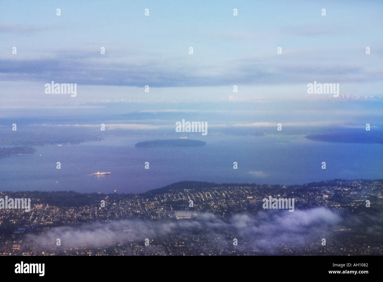 Aerial photo of Puget Sound and Seattle, Washington Stock Photo - Alamy