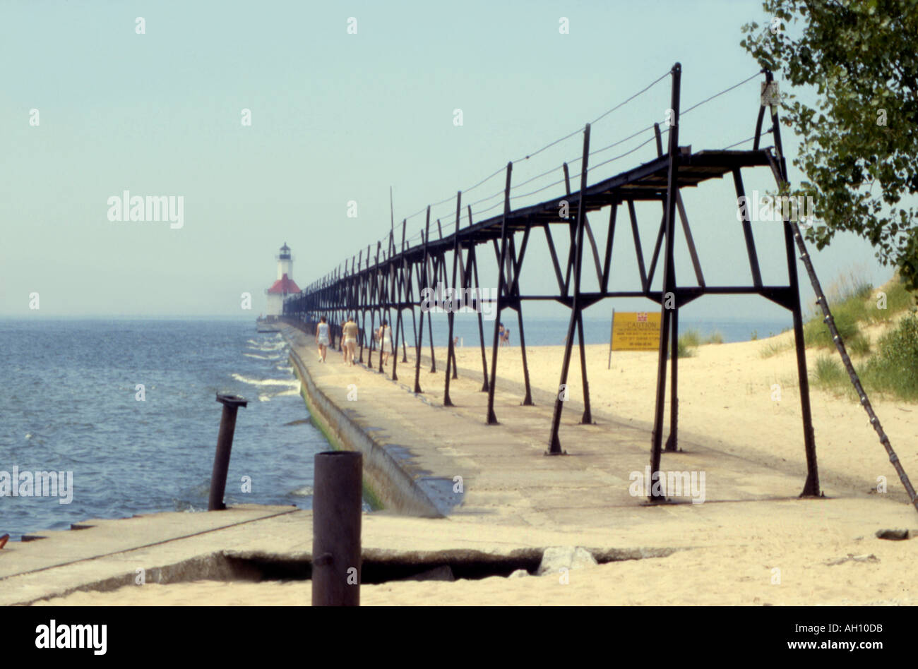 Pier and lighthouse at Saint Joseph Michigan, at the mouth of the St ...