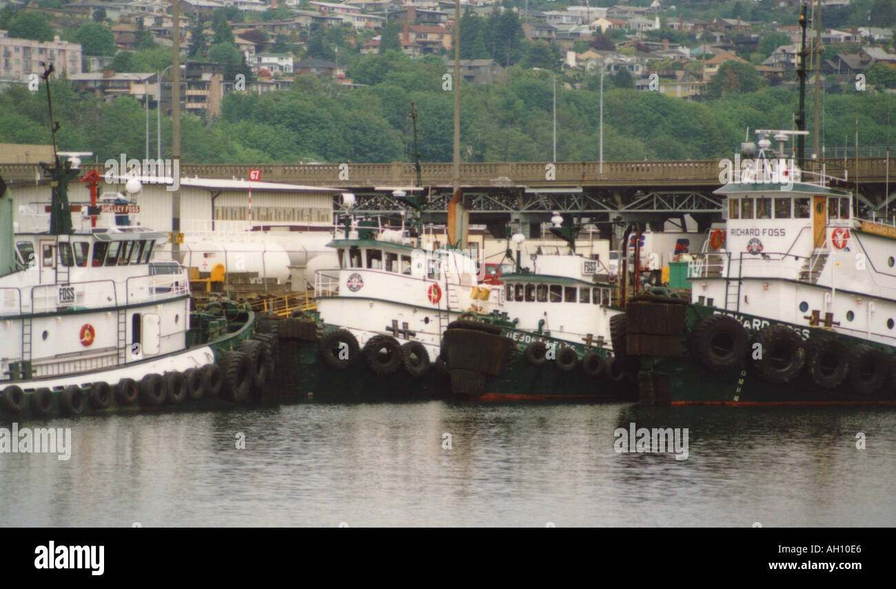 Foss Tugboats moored in Seattle, Washington Stock Photo - Alamy