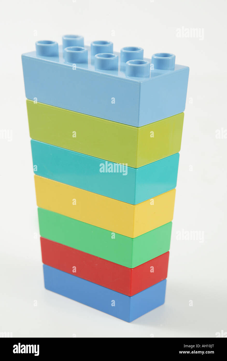 simple construction made from childs lego in studio on clean white ...