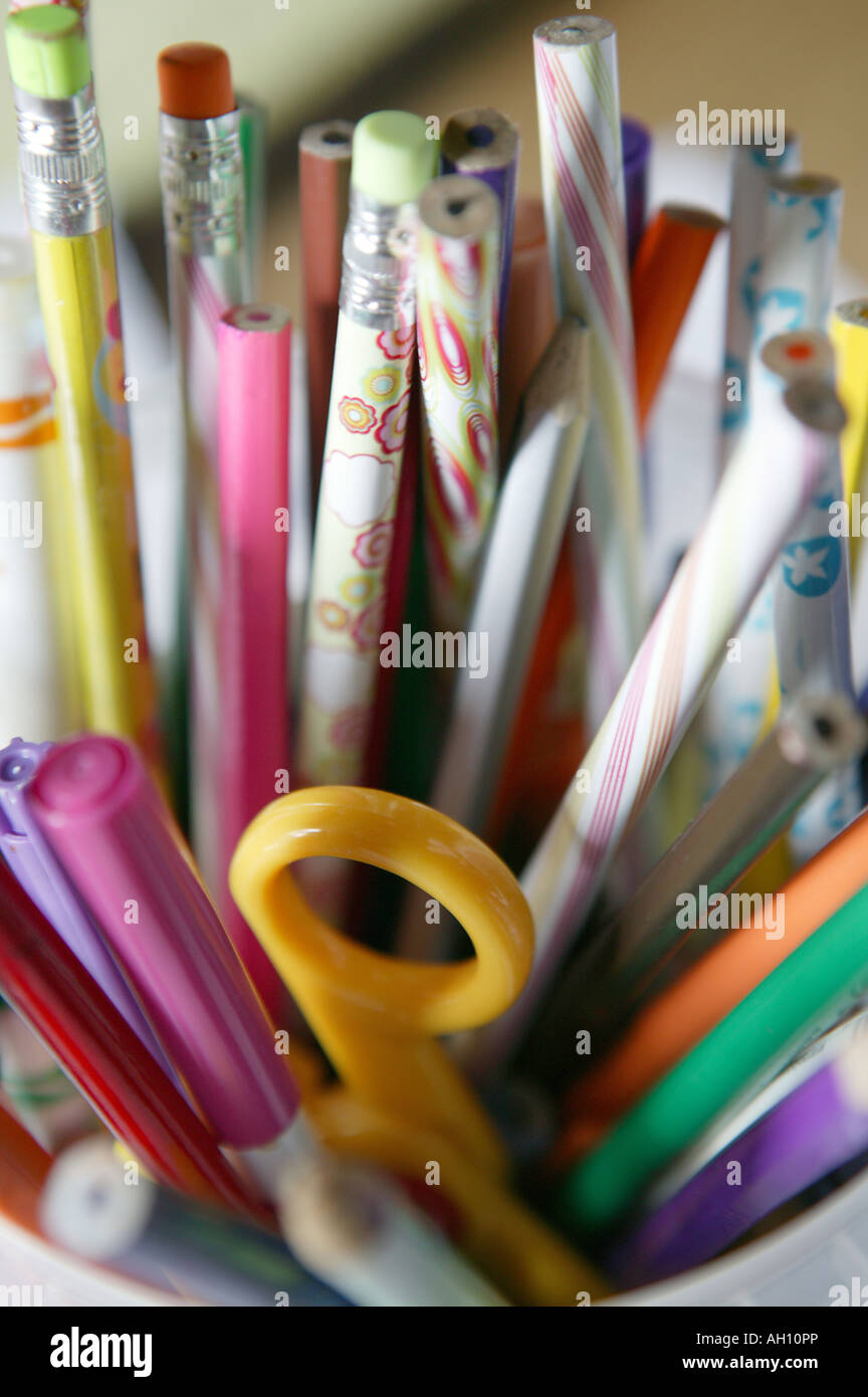 Selection of children's stationary Stock Photo - Alamy