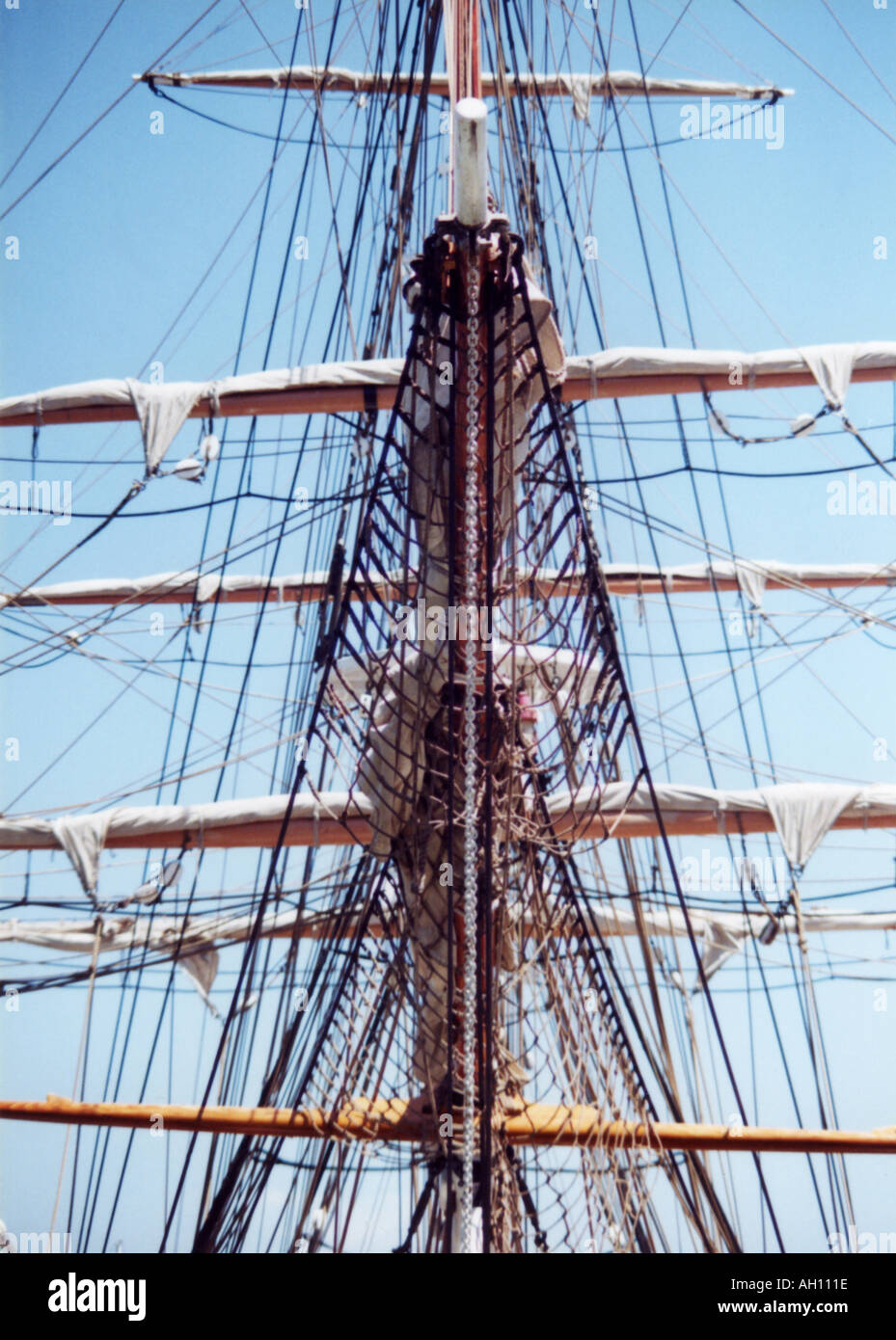 Rigging on the replica of historic sailing ship Pilgrim - setting for ...