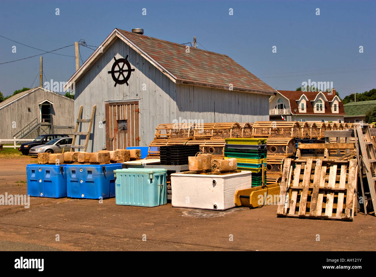 Fishing Shed with Lobster Pots Stock Photo - Alamy