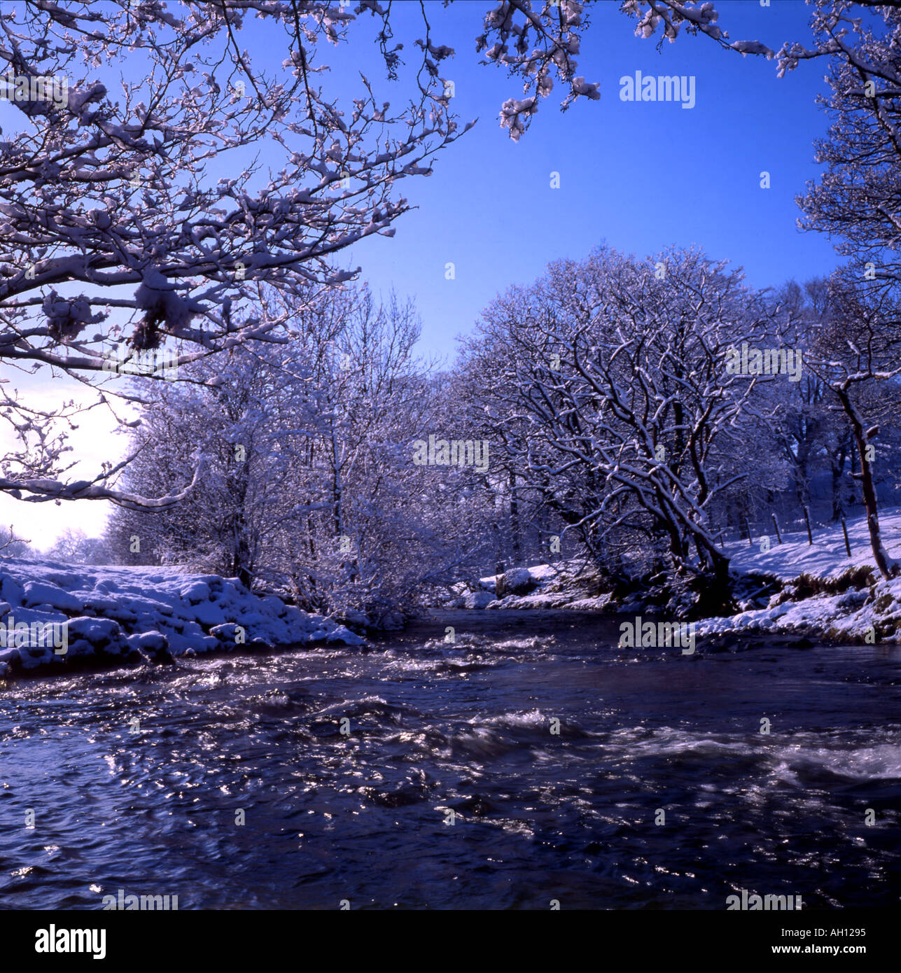 Winter scene River Kent Cumbria England Stock Photo - Alamy