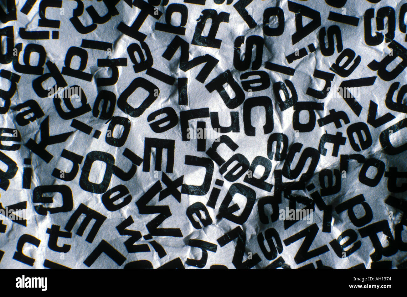 Crumpled alphabet letters Stock Photo - Alamy