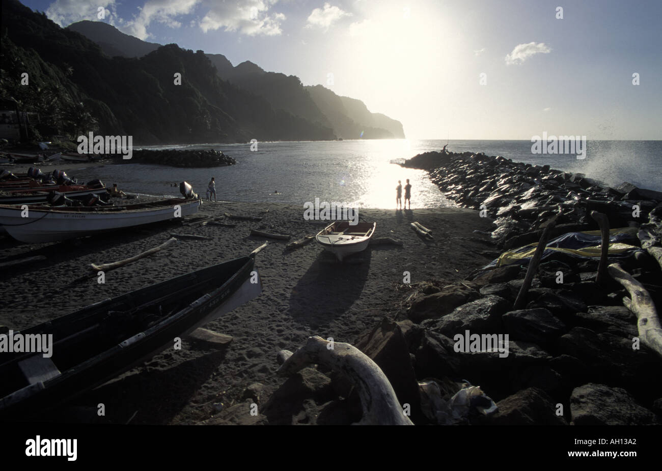Martinique Anse de Macouba bay with black volcanic sand Stock Photo - Alamy