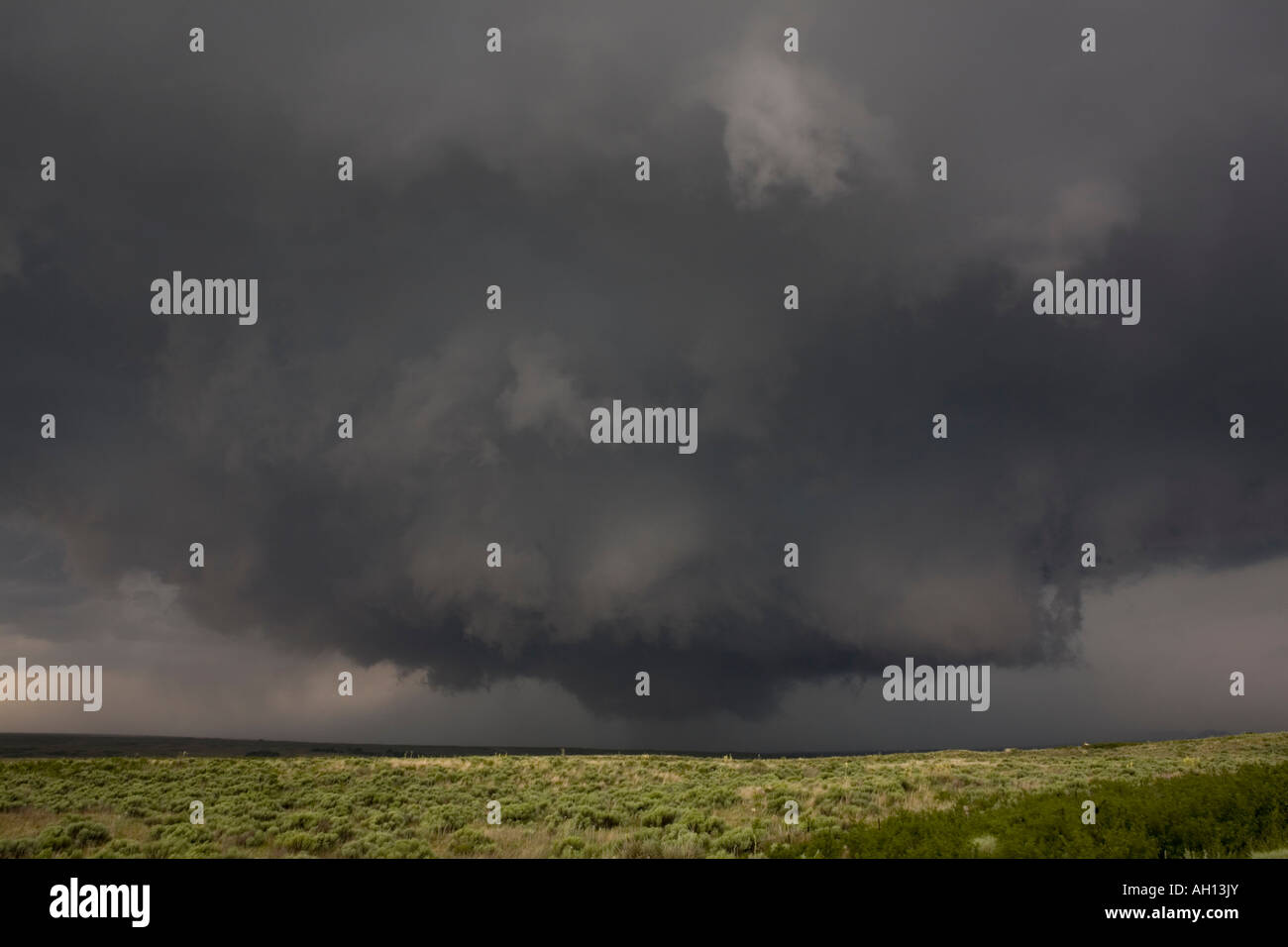 A huge violent supercell thunderstorm and spins in Tornado Alley, Texas ...