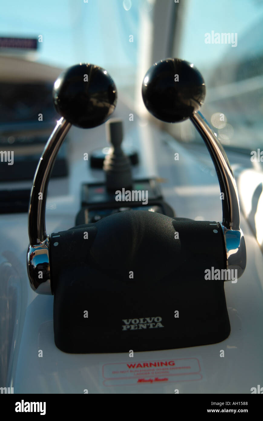Throttle controls on motor boat Stock Photo - Alamy