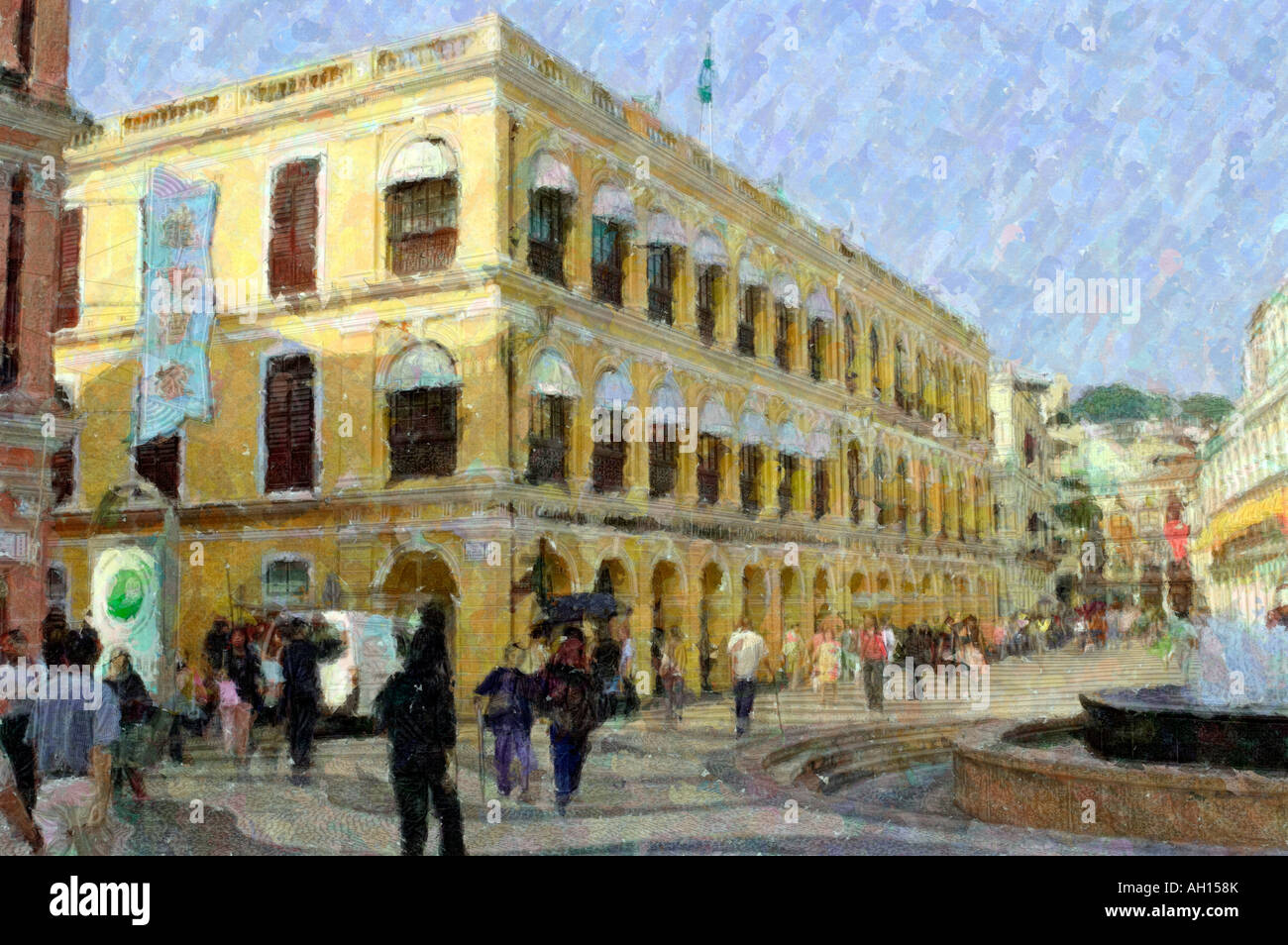 Macau Town Center Painting Stock Photo - Alamy