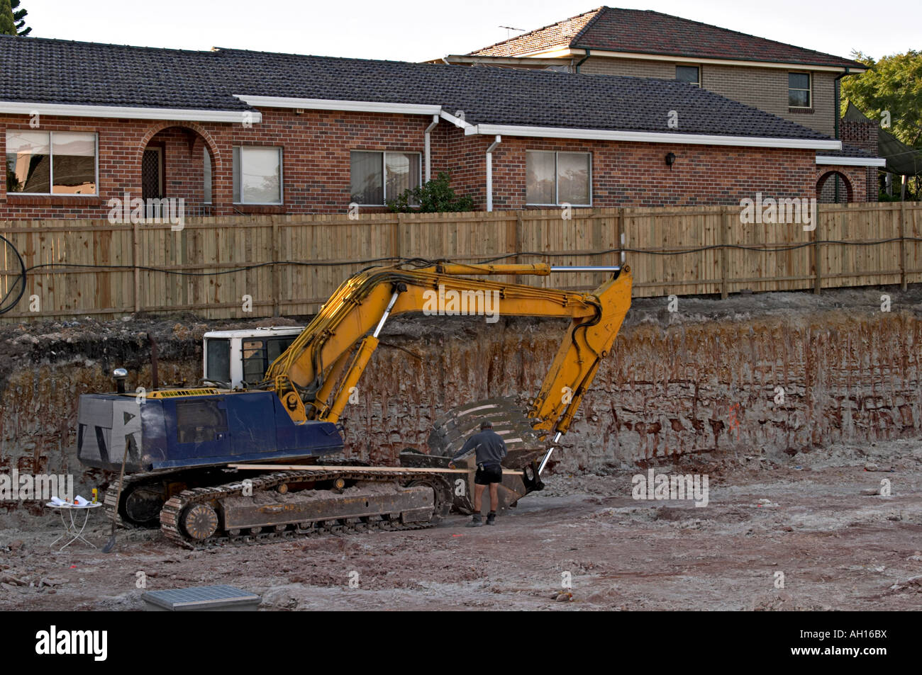 Hydraulic Excavator with excavator bucket and attachments Stock Photo ...