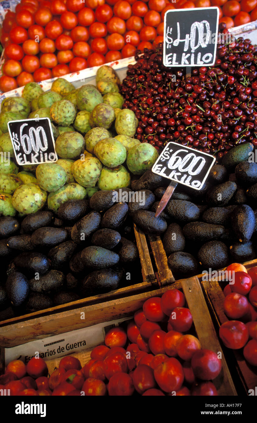 South America Chile Santiago Fruits and vegetables market Stock Photo ...