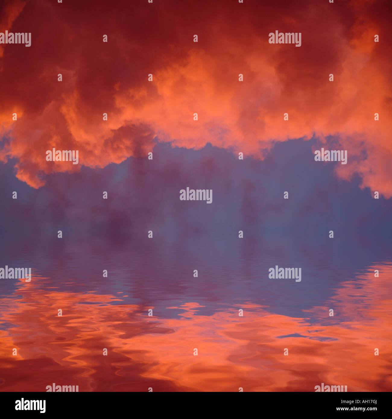 Red clouds with some reflections in the water Stock Photo - Alamy