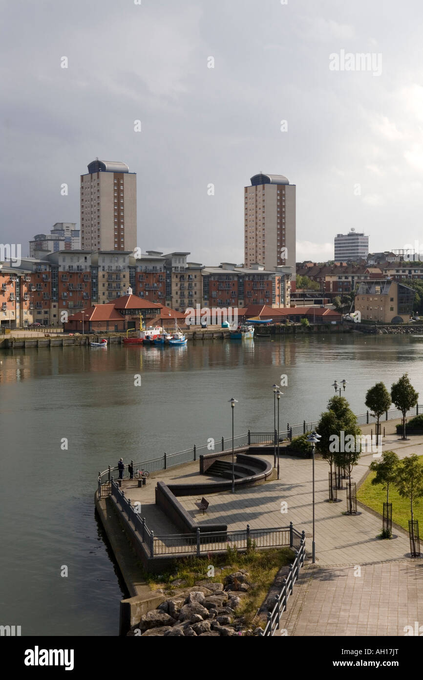The River Wear in Sunderland showing redevelopment and riverside ...