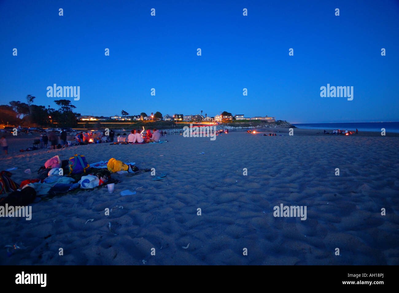 People enjoying themselves on the beach at Santa Cruz California in the ...