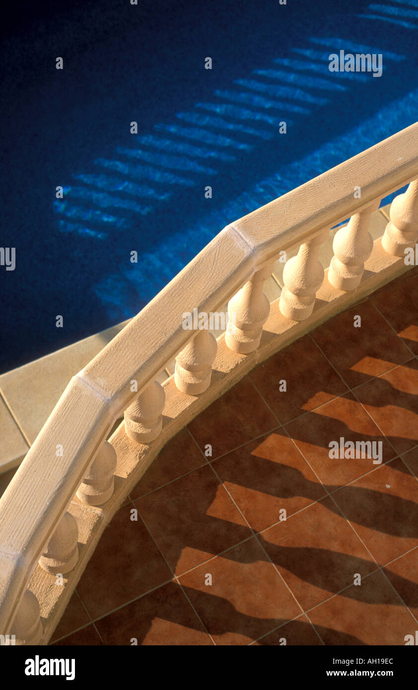 Swimming pool view and balcony Stock Photo - Alamy