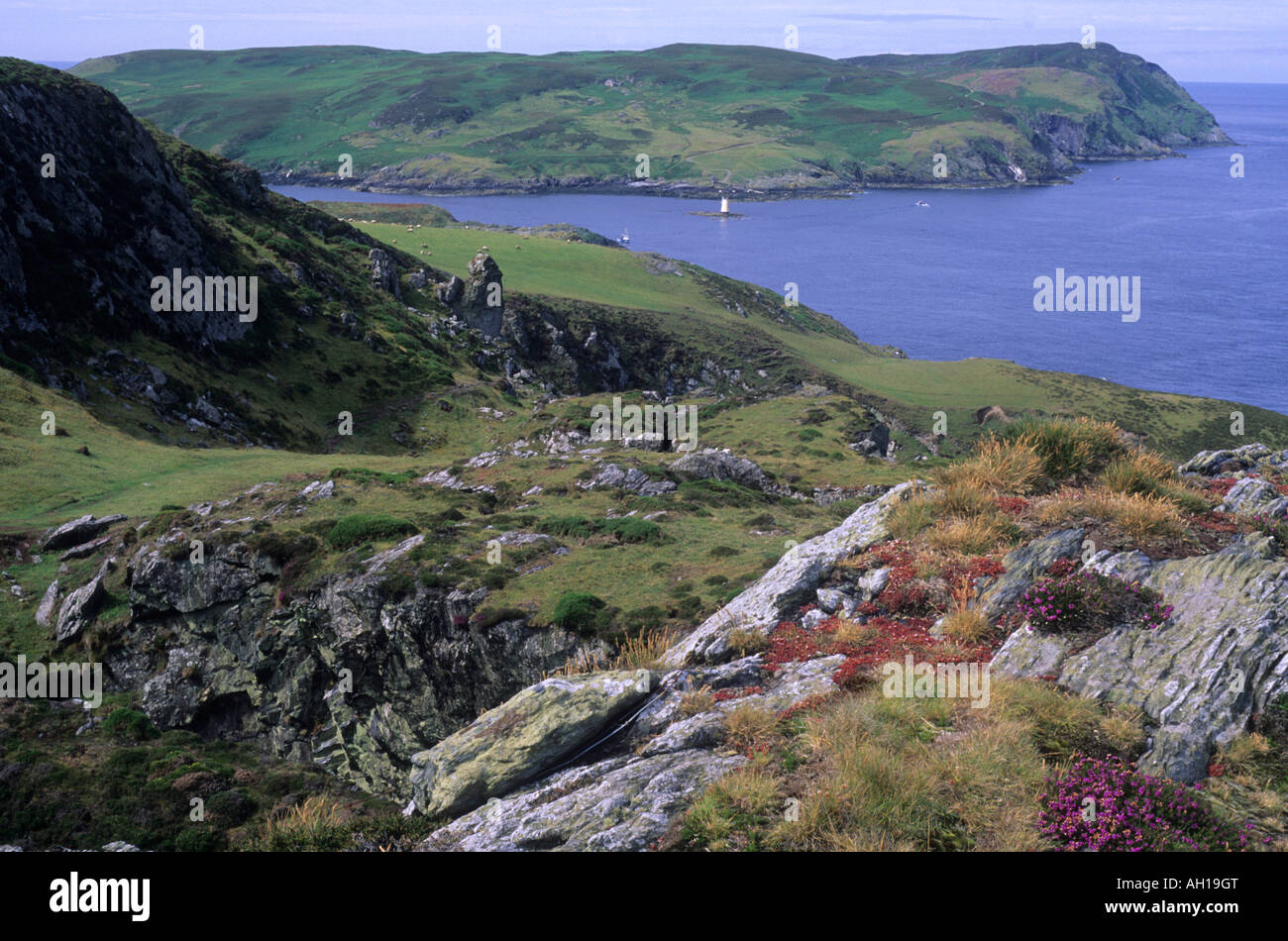 Coastal Scenery and Calf of Man Isle of Man Stock Photo - Alamy