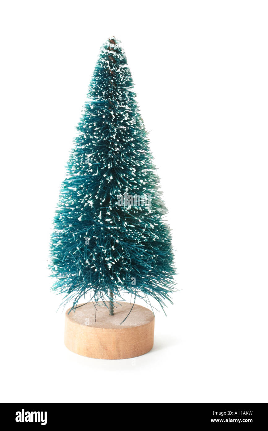 Miniature Christmas Tree on White Background Stock Photo - Alamy