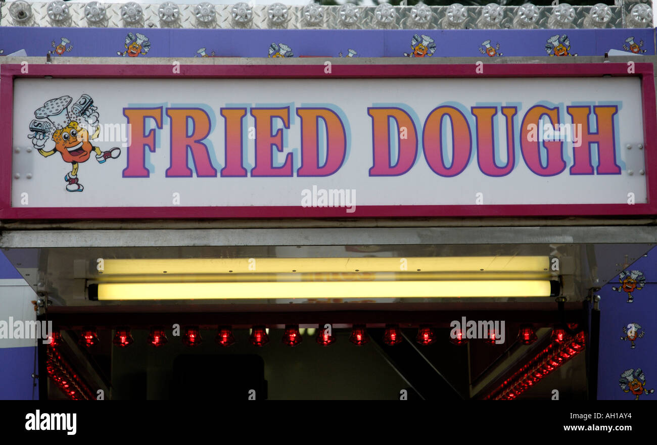 Fried dough sign at carnival fair Stock Photo - Alamy