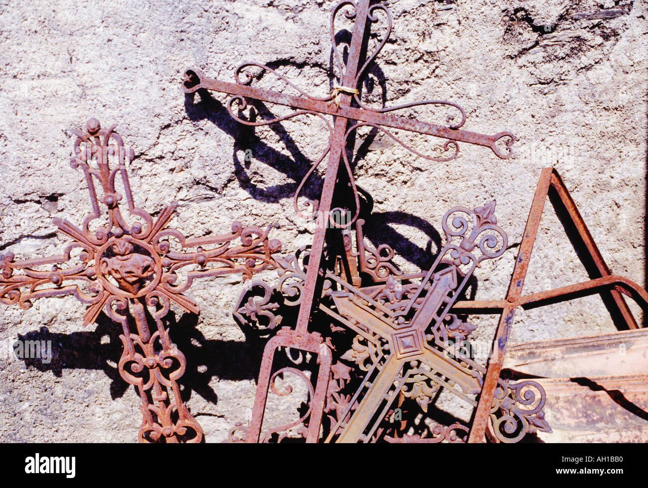 Iron crosses in graveyard France Stock Photo - Alamy