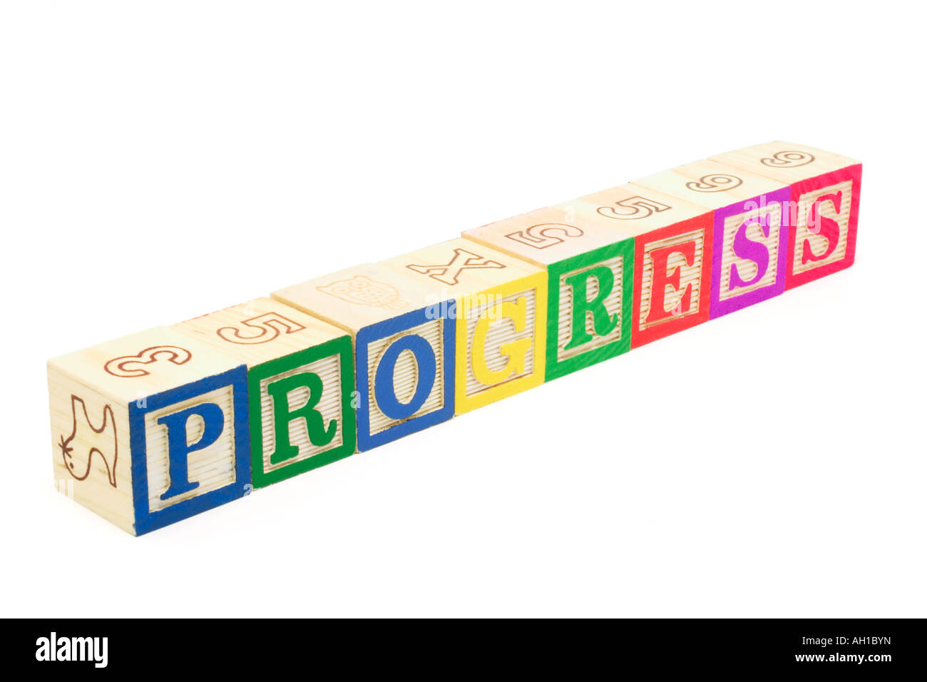 Alphabet Blocks - PROGRESS Stock Photo - Alamy