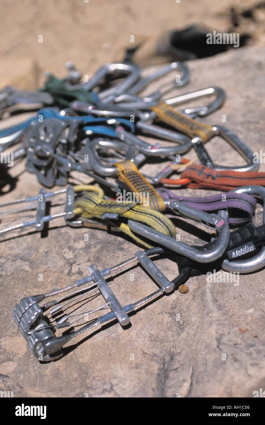 Rock climbing gear Stock Photo - Alamy