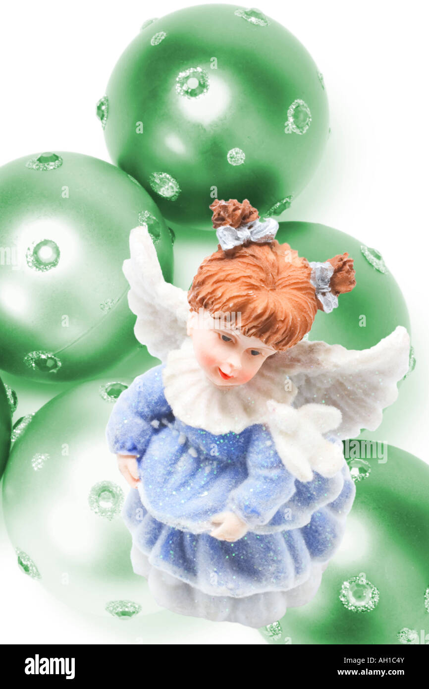 Christmas Baubles and Angel Figure Stock Photo - Alamy