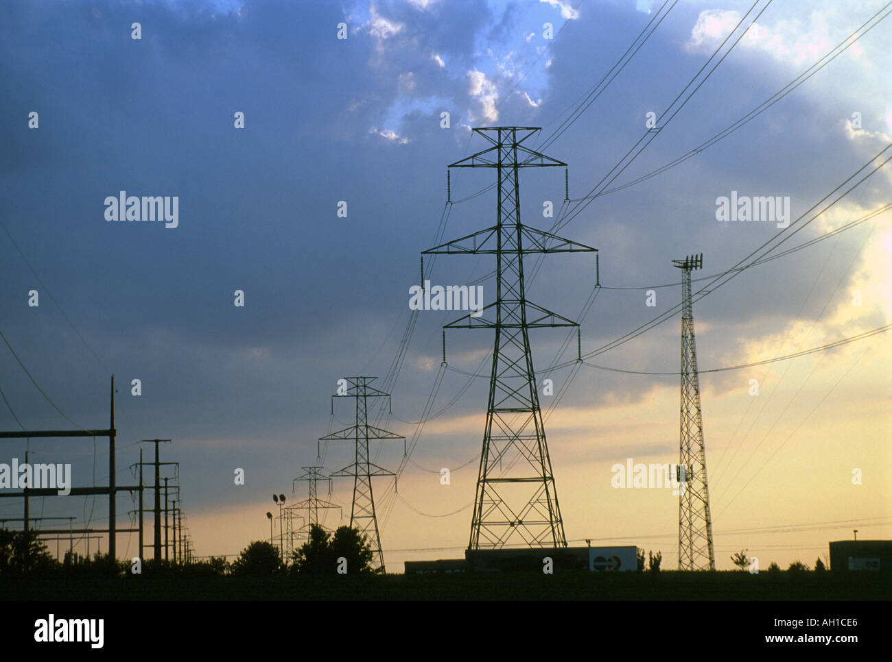 High voltage power tower Stock Photo - Alamy