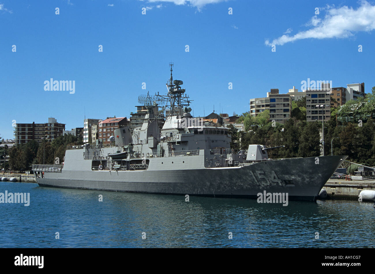 Battleship moored at Woolloomooloo, Home of Royal Australian Navy ...