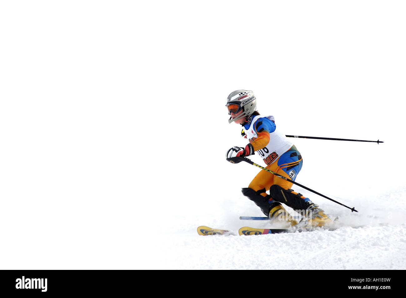 Slalom skier on white background Stock Photo - Alamy