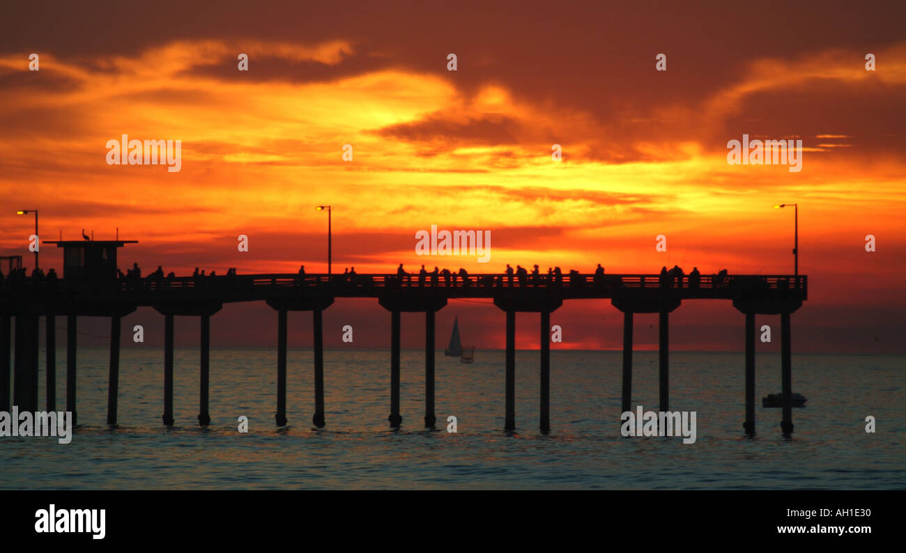 Sunset Ocean Beach Pier Stock Photo - Alamy