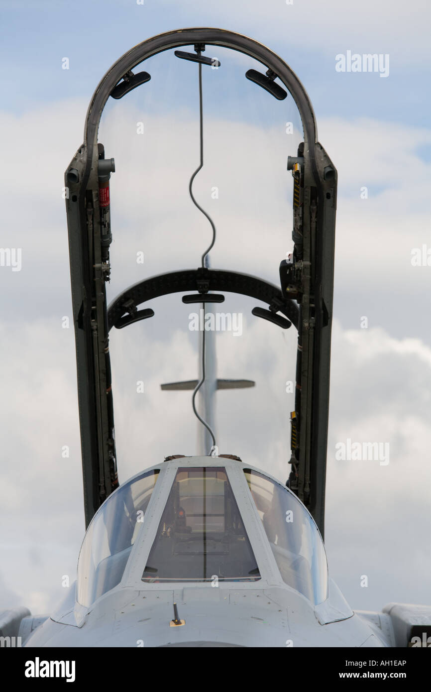 RAF Tornado aircraft open cockpit detail parked during airshow in Brno ...