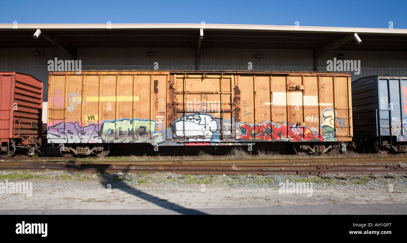 Railway Freight Carriages Amelia Island FLorida U.S.A Stock Photo - Alamy